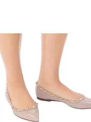 Valentino Garavani Rockstud Ballerina Flat - Natural