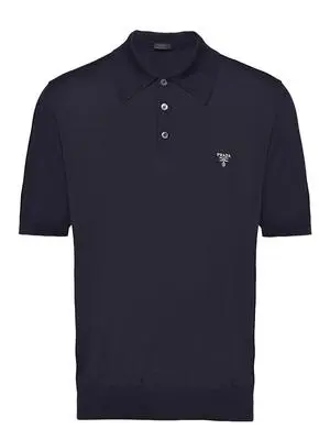 Prada Superfine Wool Polo Shirt - Navy
