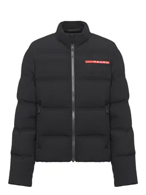 Prada Cropped Technical Knit Puffer Jacket - Black