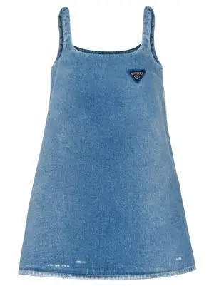 Prada Organic Denim Mini Dress - Navy