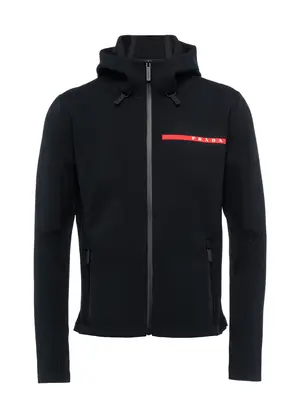 Prada Techno Piqué Hoodie - Black