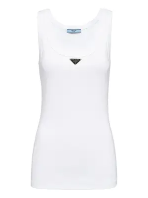 Prada Ribbed Knit Tank Top - White