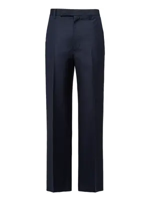 Prada Wool And Mohair Wide Leg Pants - Navy