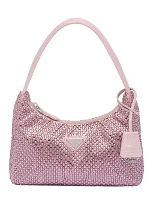 Prada Re-edition Mini Bag With Crystals - Alabaster Pink