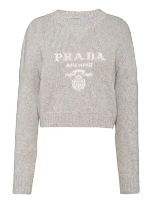 Prada Wool And Cashmere Crew-neck Sweater - Marble Gray