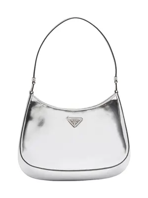 Prada Cleo Brushed Leather Shoulder Bag - Silver