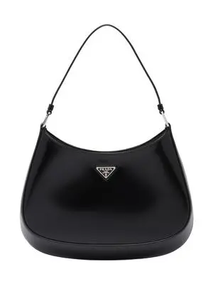 Prada Cleo Brushed Leather Shoulder Bag - Black