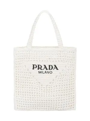PRADA Crochet Raffia-Effect Yarn Tote Bag