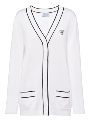 Prada Silk Cardigan - White/black
