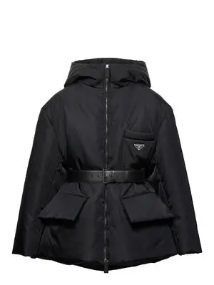 Prada Re-nylon Hooded Down Jacket - Black
