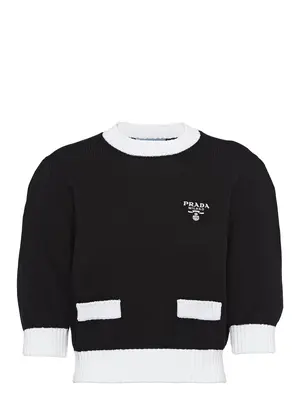 Prada Cotton Crew-neck Sweater - Black/white