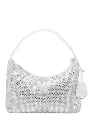 Prada Re-edition Mini Bag With Crystals - White