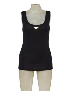 Prada Ribbed Knit Jersey Tank Top - Black