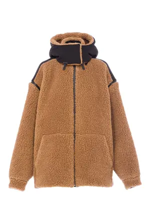Prada Double Fleece And Recycled Technical Fabric Jacket - Camel/black