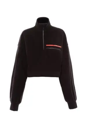 PRADA Cropped Recycled Technical Fleece Sweatshirt