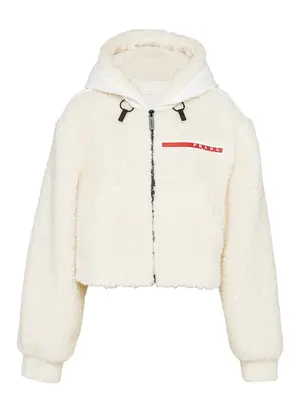 Prada Cropped Double Fleece Jacket - White/white