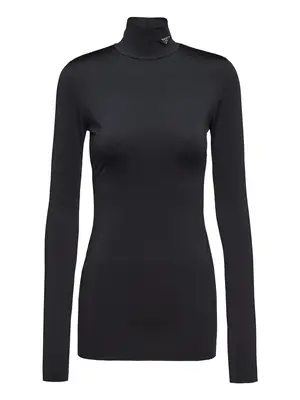 Prada Jersey Turtleneck Top - Black