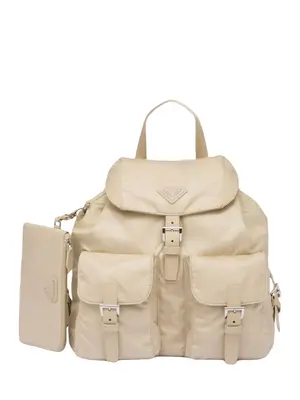 Prada Medium Re-nylon Backpack With Pouch - Desert Beige