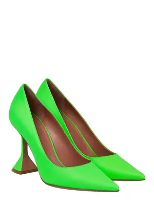 Amina Muaddi Ami Leather Pumps - Green