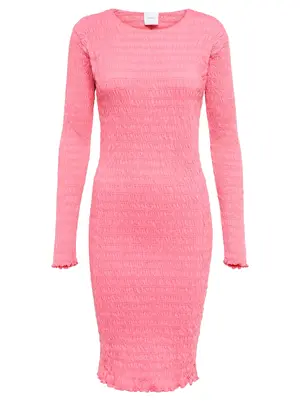 PATOU Smocked Cotton-jersey Mini Dress - Pink