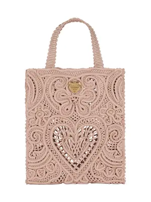 Dolce & Gabbana Small Cordonetto Lace Shopper - Beige