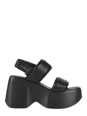 VIC MATIE VIC MATIĒ Leather Wedge Sandals Black