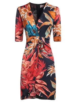 TWENTY EASY BY KAOS Midi Wrap Dress - Tomato Red