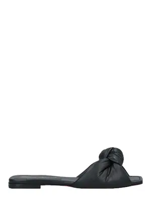 Santoni Soft Leather Slide Sandals - Black