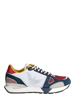 Emporio Armani EMPORIO ARMANI Leather And Textile Sneakers Navy Blue
