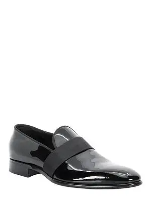 Santoni Patent Leather Slip-on Loafers - Black