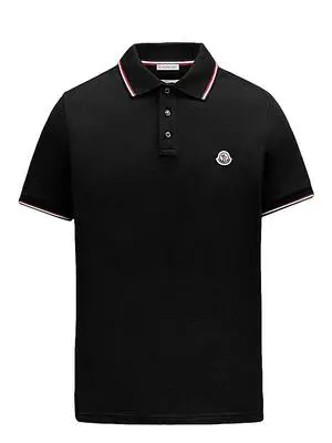 Moncler Cotton Tipped Polo - Black