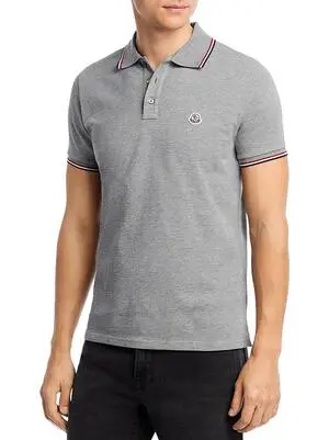 Moncler Cotton Tipped Polo - Light Gray
