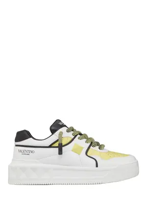 Valentino Garavani ONE STUD XL Nappa Leather Low-Top Sneaker Yellow