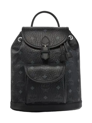 Mcm Drawstring Backpack In Visetos Black
