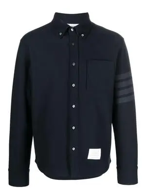 Thom Browne Cotton Long-sleeved Shirt - Blue