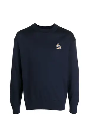 Maison Kitsuné Embroidered Fox-patch Sweatshirt - Blue