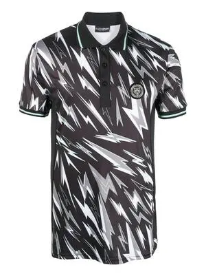 PLEIN SPORT Lightning Bolt Print Polo Shirt - Black