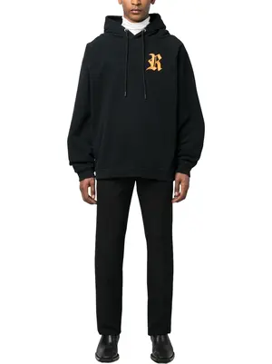 Raf Simons Monogram-print Hoodie - Black
