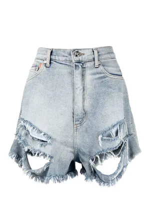 Natasha Zinko Distressed Denim Shorts - Blue