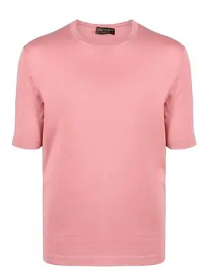 DELL'OGLIO Crew-neck Cotton T-shirt - Pink
