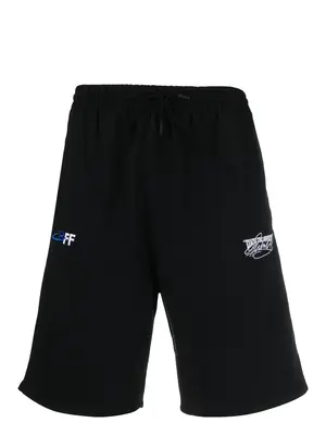 Off-White Cotton Track Shorts - Black
