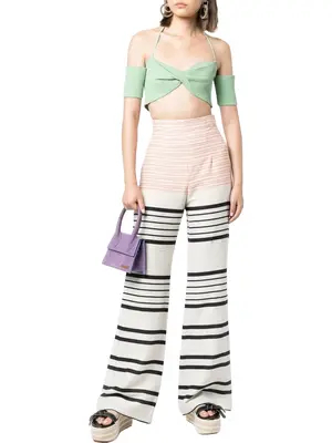 BAMBAH High-rise Striped Trousers - White