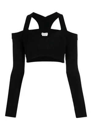 Alexander McQueen Cut-out Knitted Top - Black