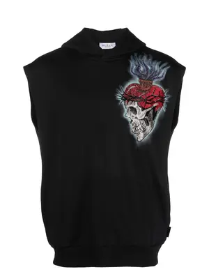 Philipp Plein Love Tattoo Sleeveless Hoodie - Black
