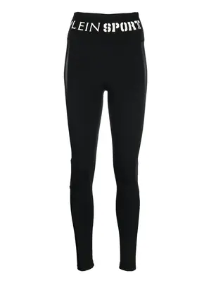 PLEIN SPORT Logo-waistband High-waisted Leggings - Black