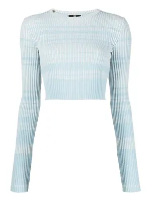 Elisabetta Franchi Striped Cropped Jumper - Blue