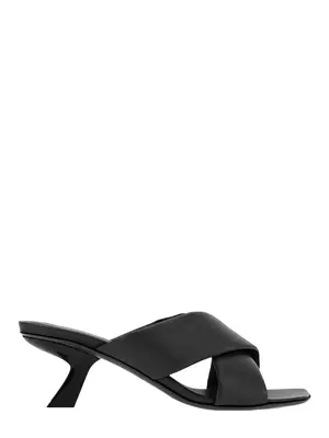 FERRAGAMO Crossover-strap Lambskin Mules - Black