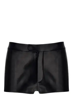 FERRAGAMO Nappa Leather Mini Shorts - Black