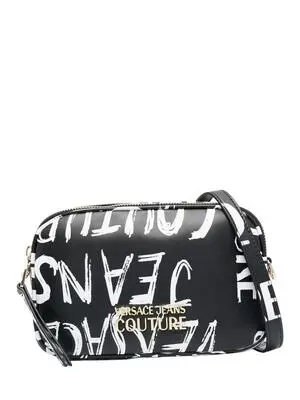 Versace Logo Print Crossbody Bag - Black