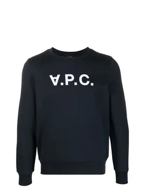 A.p.c. Flocked-logo Cotton Sweatshirt - Blue